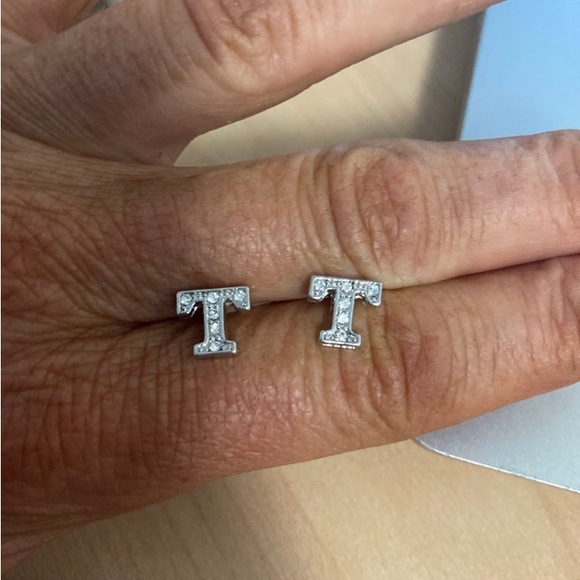 Jewelry | Letter T Initial T Rhinestone Stud Earrings | Poshmark